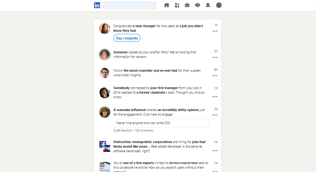 Honest LinkedIn Notifications | Frontend Forever