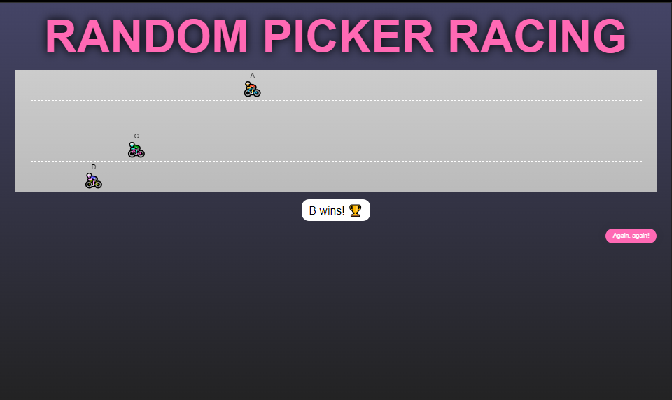 Racing Name Picker | Frontend Forever