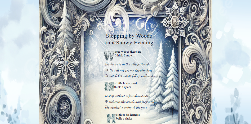 Frost Poem with Drop Caps | Frontend Forever